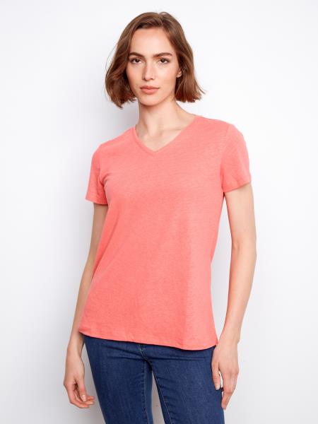 Charlie B C1231 Linen V-Neck T-Shirt – Cute & Comfy