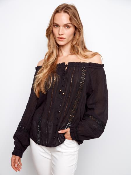 Charlie B C4642 Cotton Voile Off The Shoulder Blouse – Cute & Comfy