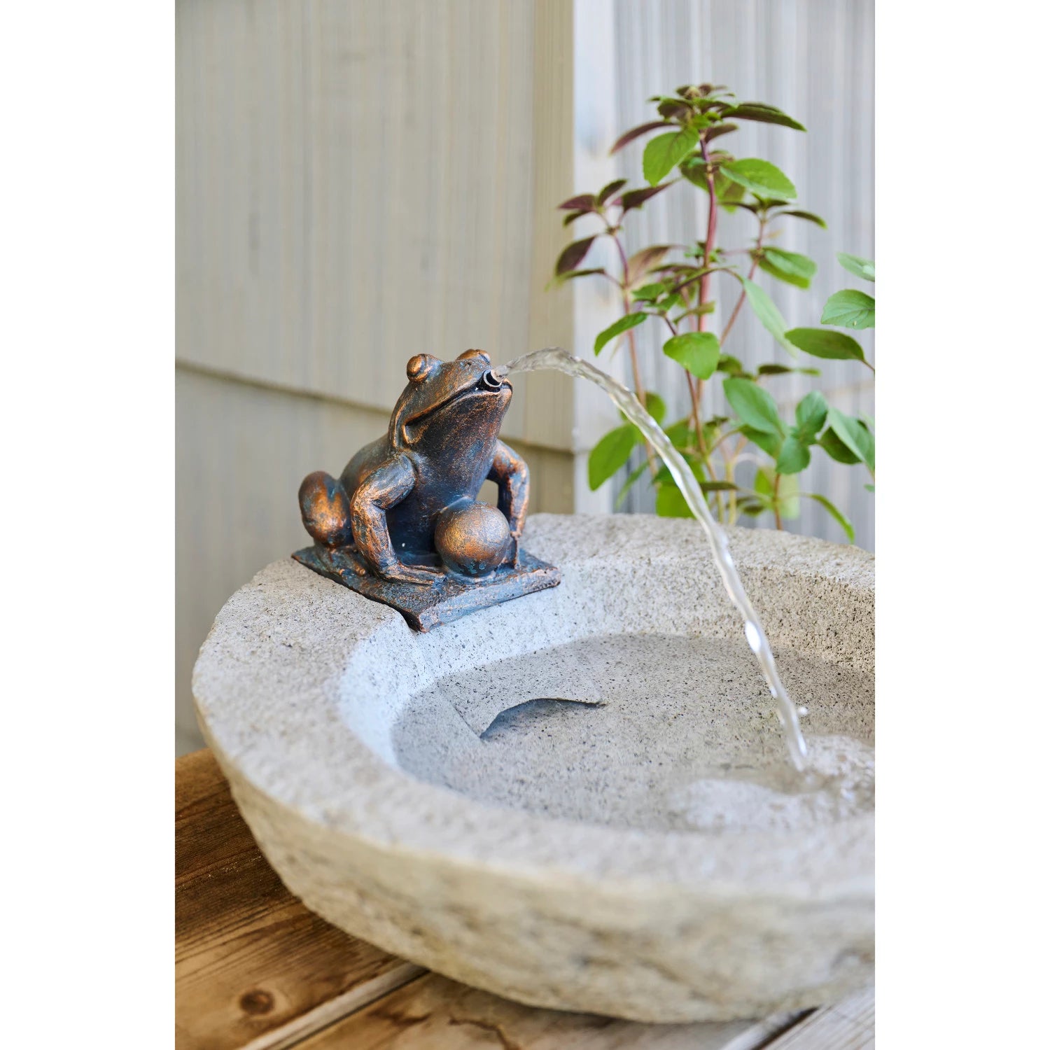 Creative Co-Op DG2177 Resin Fountain with Frog, 6' Cord, Concrete & Br ...